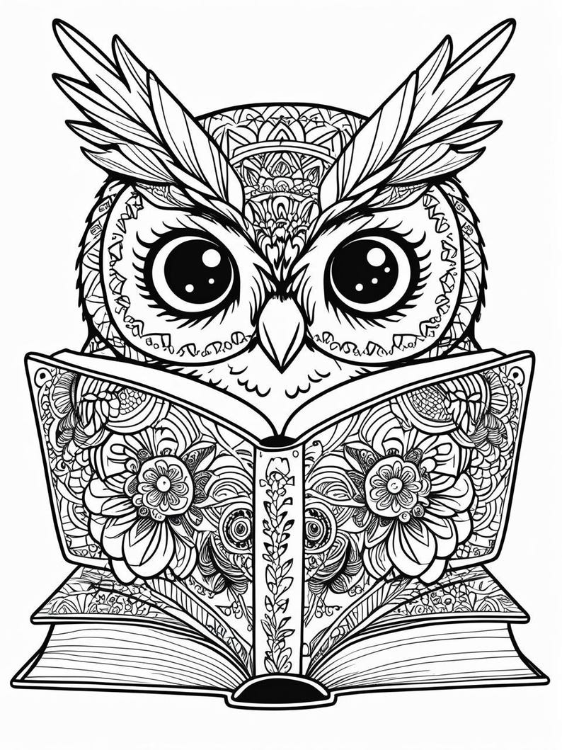 Kawaii Chibi Owl Coloring Pages: Zentangle & Mandala 81 JPG Printable ...