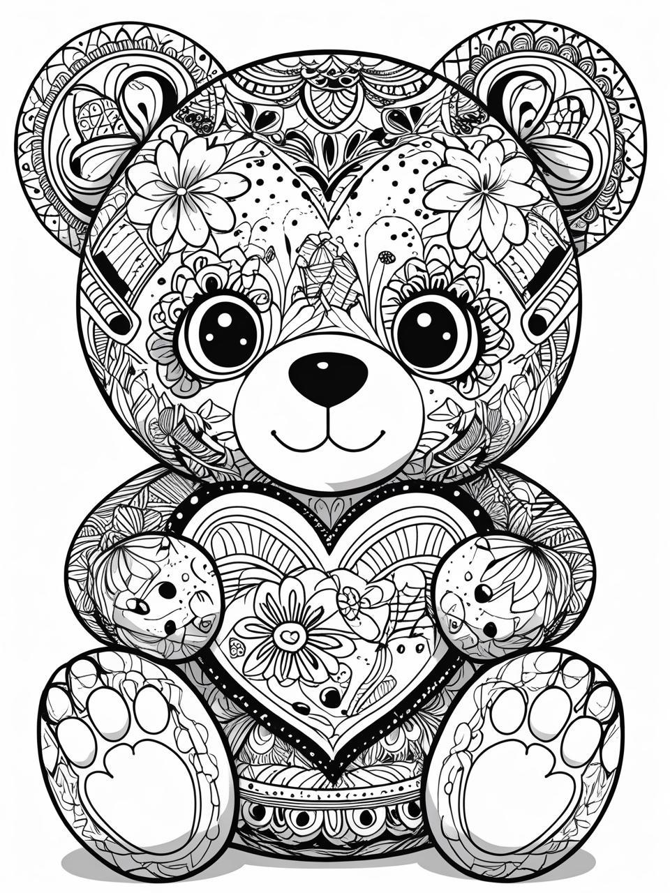 Kawaii Baby Bear Coloring Pages: Chibi Art, Zentangle & Mandala 93 JPG ...