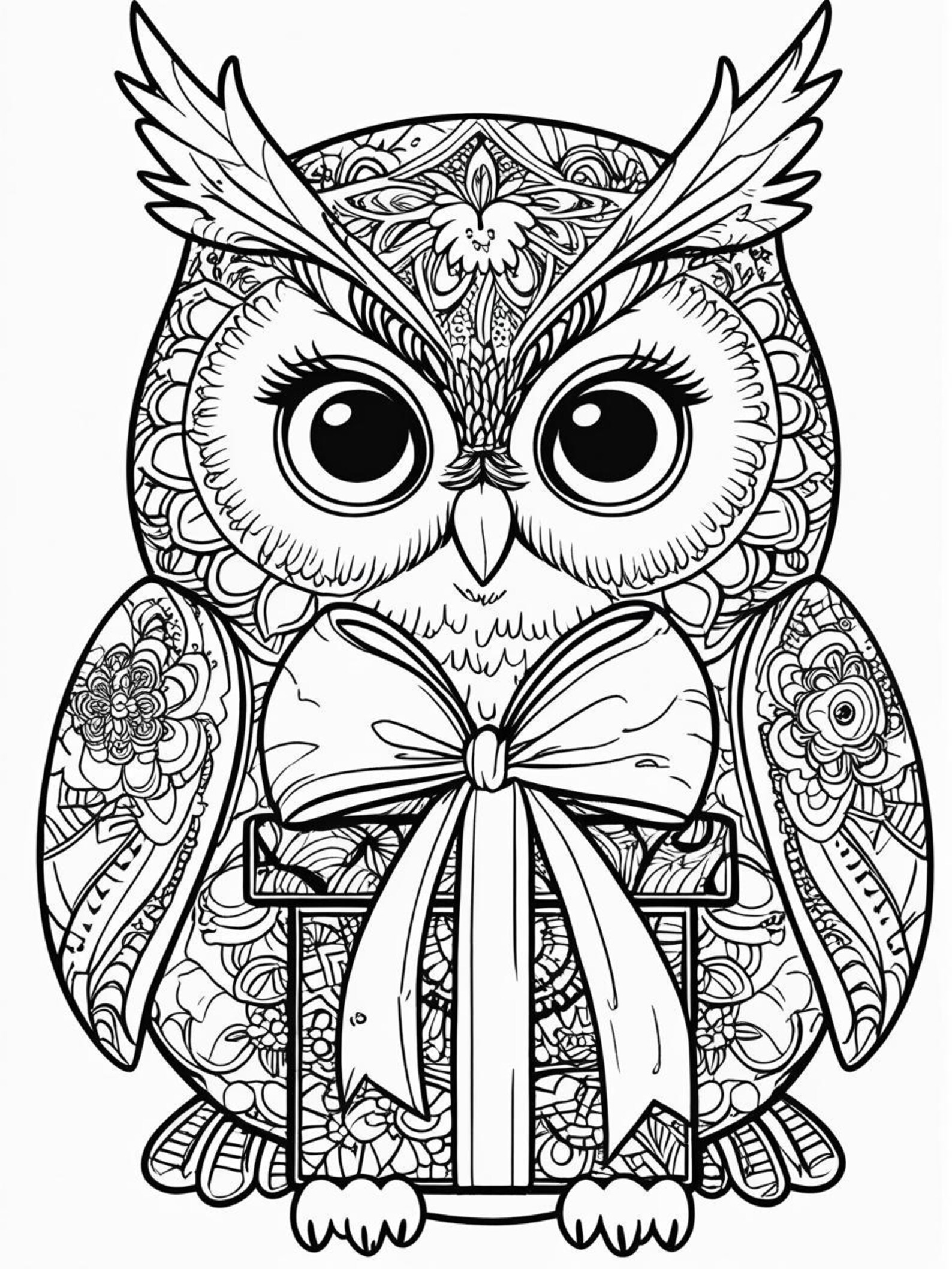 Kawaii Chibi Owl Coloring Pages: Zentangle & Mandala 81 JPG Printable ...