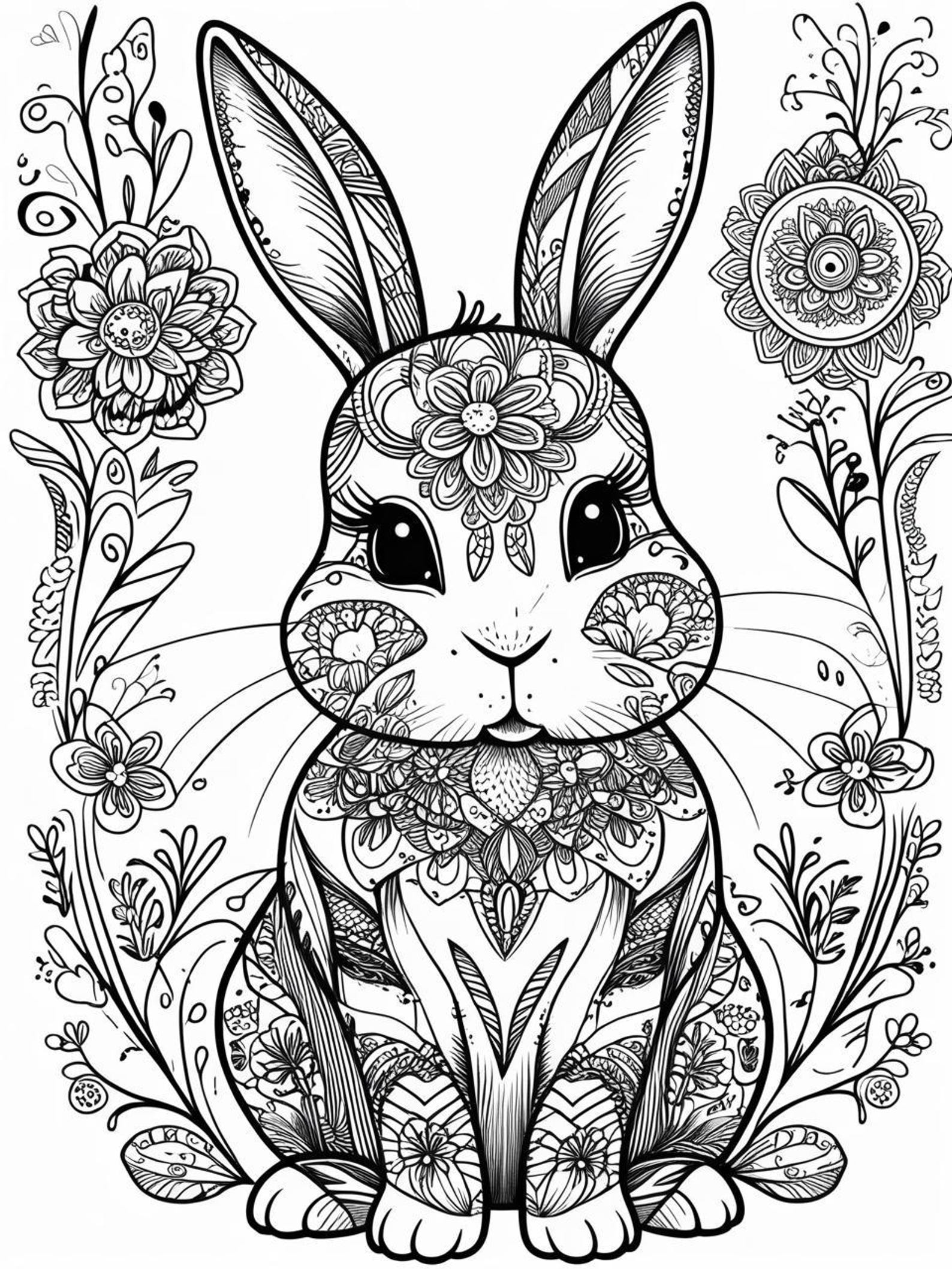 Kawaii Bunny Coloring Pages: Chibi Zentangle & Mandala Art 76 JPG ...