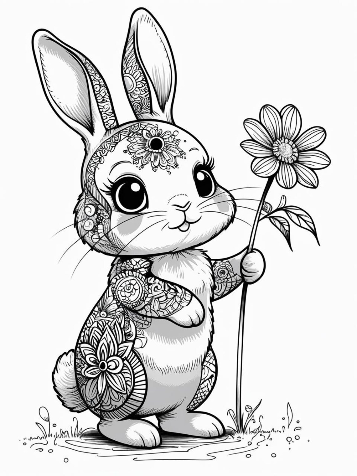 Kawaii Bunny Coloring Pages: Chibi Zentangle & Mandala Art 76 JPG ...