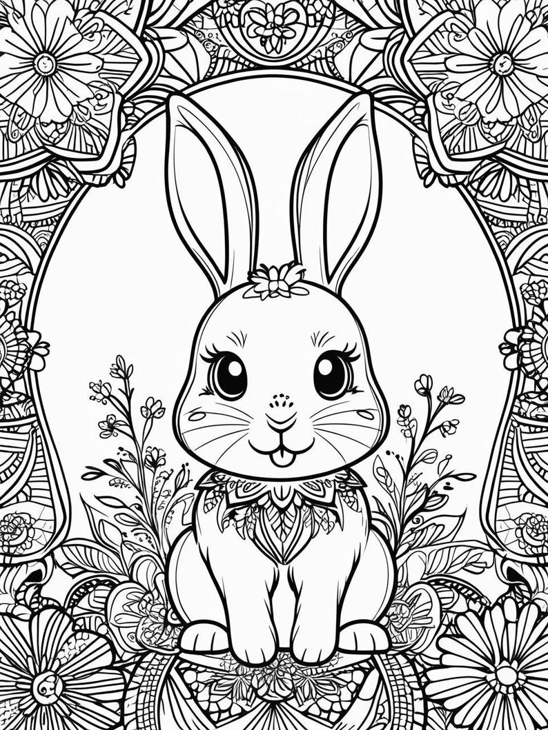 Kawaii Bunny Coloring Pages: Chibi Zentangle & Mandala Art 76 JPG ...