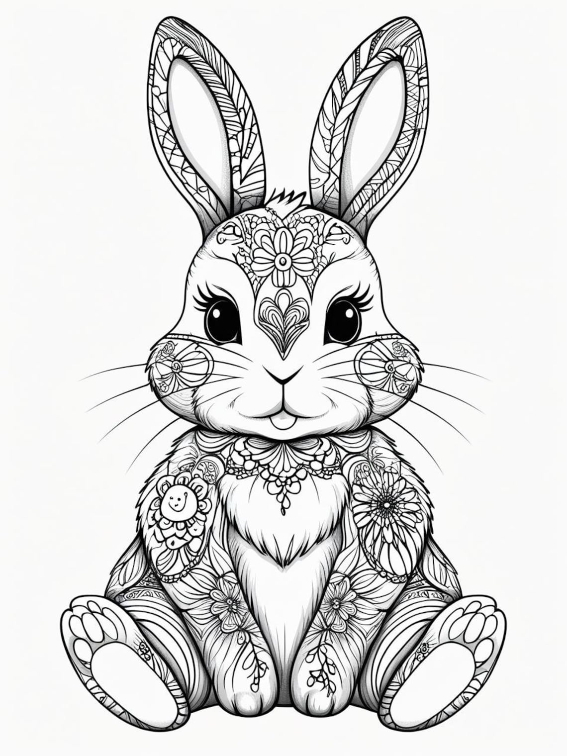 Kawaii Bunny Coloring Pages: Chibi Zentangle & Mandala Art 76 JPG ...
