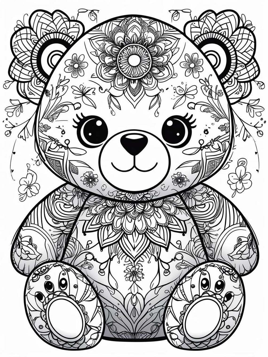 Kawaii Baby Bear Coloring Pages: Chibi Art, Zentangle & Mandala 93 JPG ...