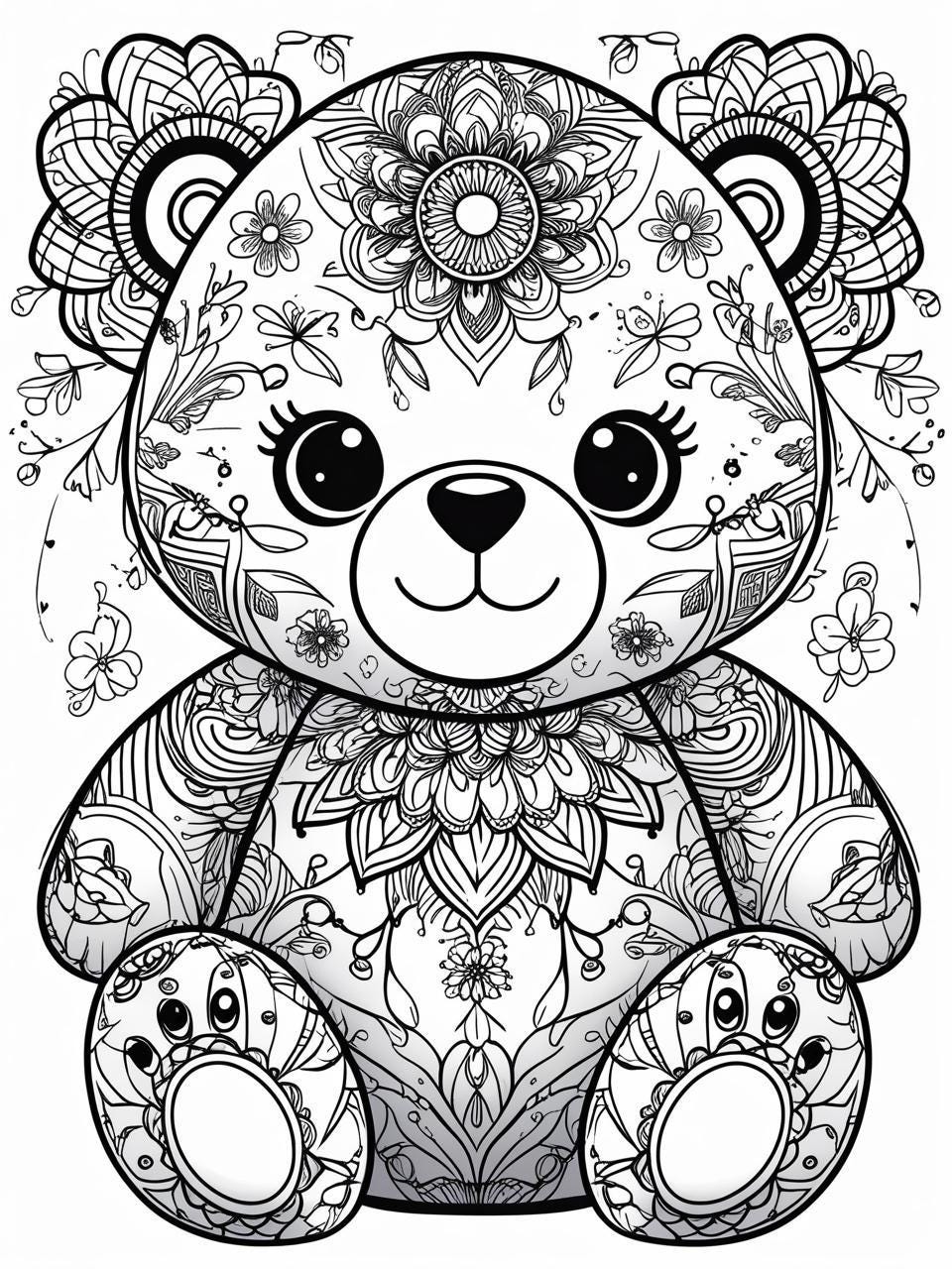 Kawaii Baby Bear Coloring Pages: Chibi Art, Zentangle & Mandala 93 JPG ...