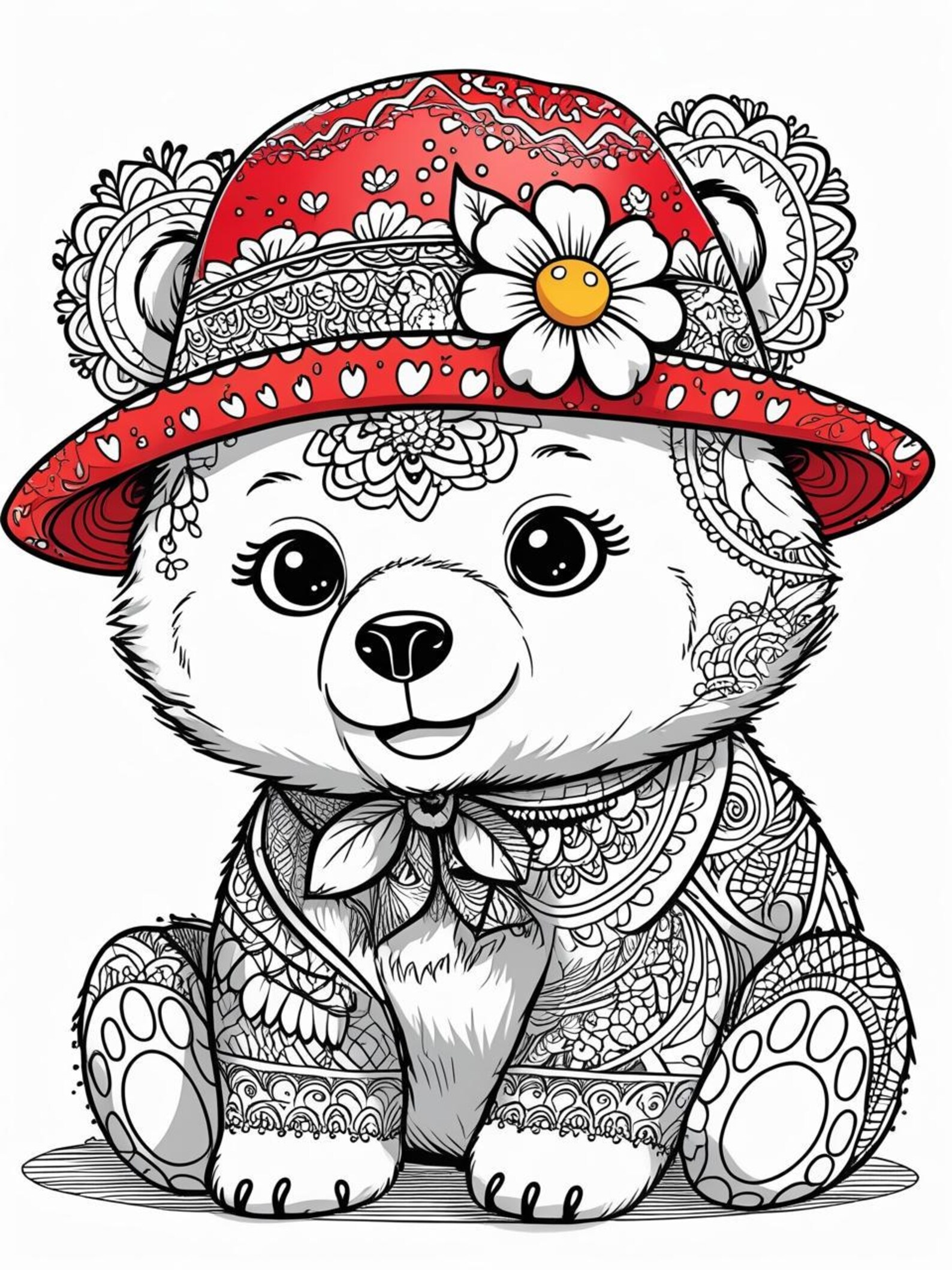 Kawaii Baby Bear Coloring Pages: Chibi Art, Zentangle & Mandala 93 JPG ...