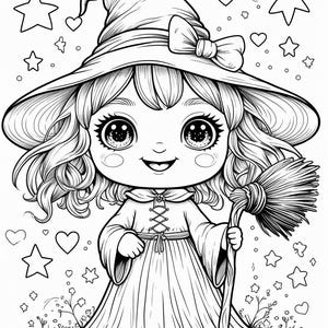 Kawaii Coloring Pages: Chibi Alien, Unicorn, Kitten & Witch 60 JPG ...