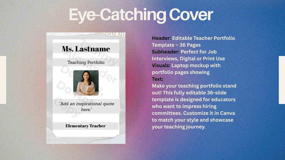 Editable Teacher Portfolio Binder | Digital Teaching Portfolio for Job ...