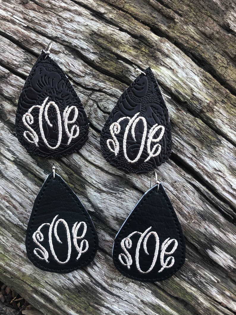 Monogrammed Faux Leather Earrings | semashow.com