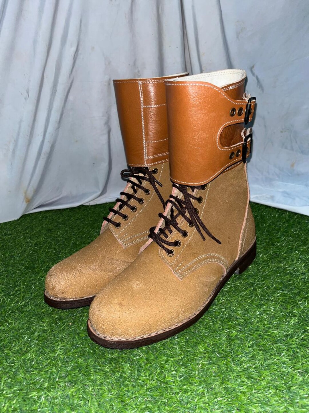 WWII M-43 Combat Boots: Handmade Roughout Leather, Custom Fit - Etsy