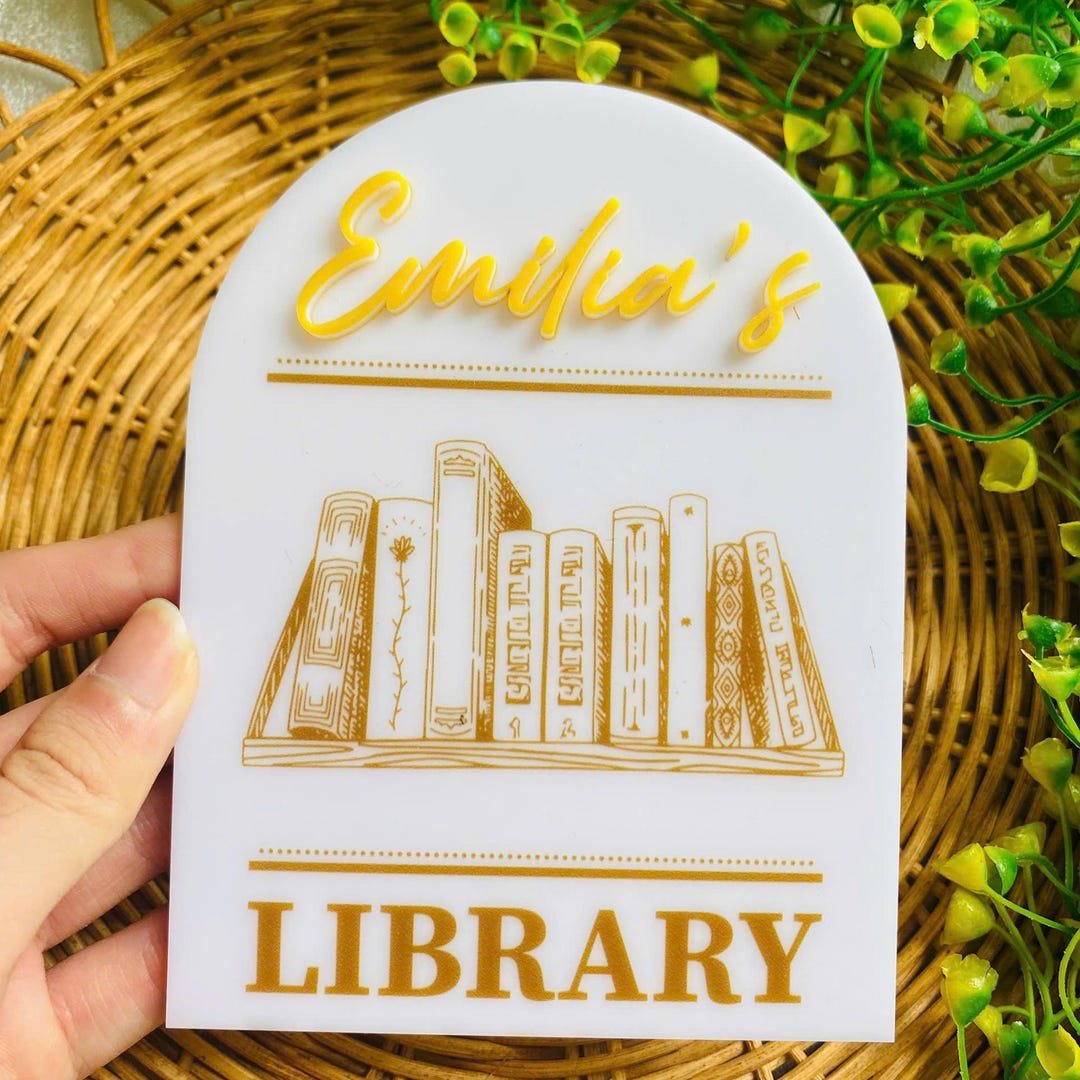 Personalized Book Lover Sign, Custom Name Library Sign, Acrylic Book ...