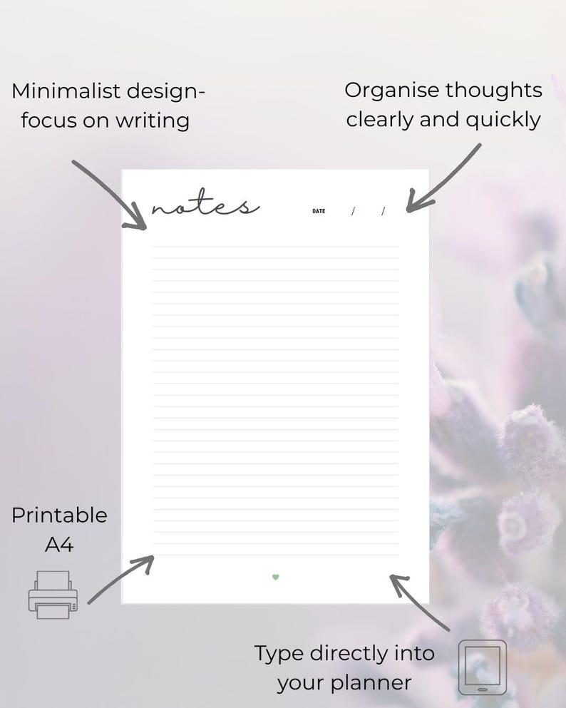 Sage Green Printable Notes Template Lined A4 PDF and Editable Digital ...
