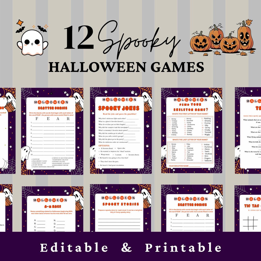 Editable Kids Halloween Party Games Bundle, Costume Party Activities ...