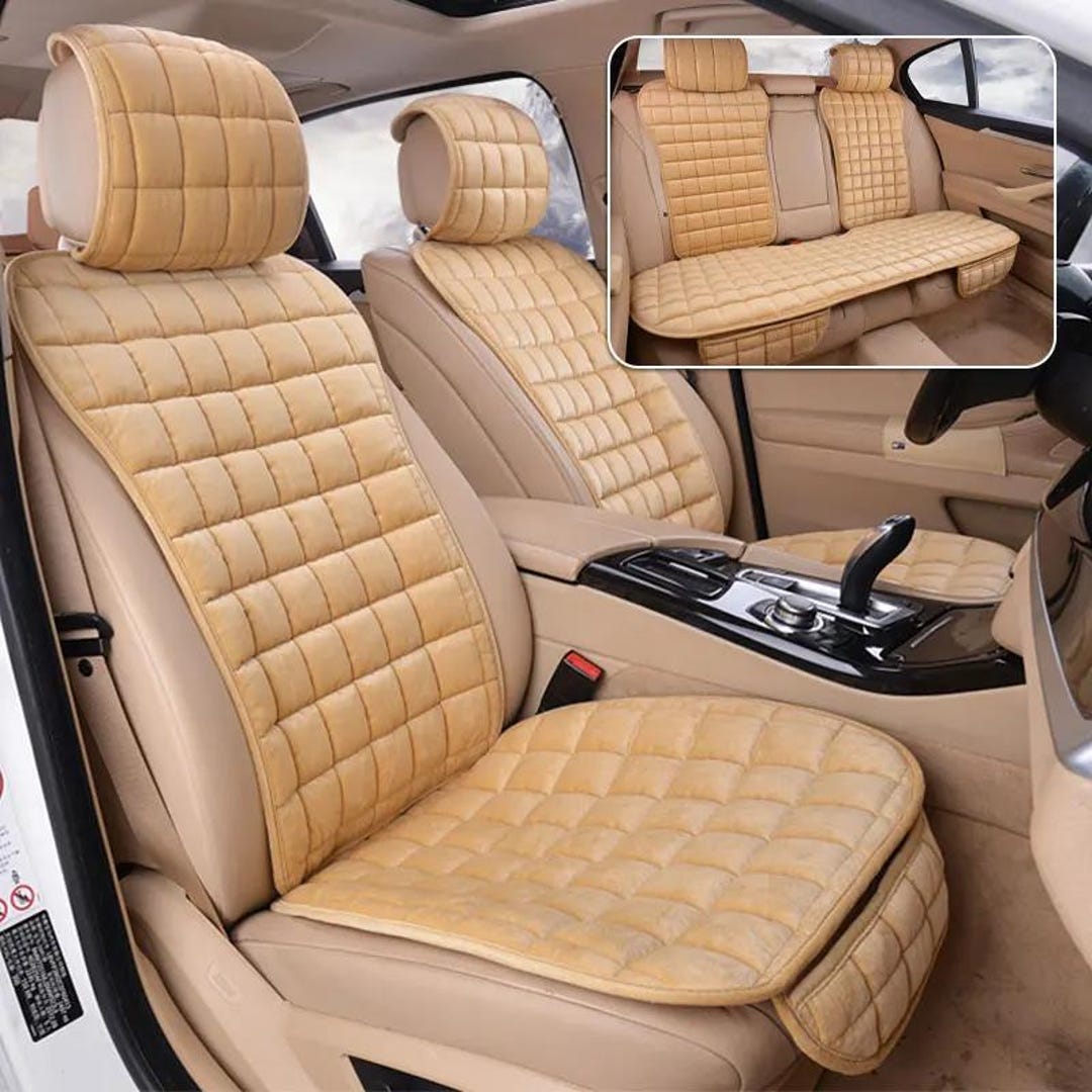 Linen Car Seat Cover With Backrest, Soft Lower Seat Cushion Pad, Anti ...