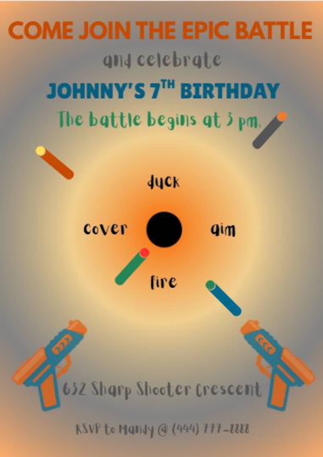 Nerf Battle Birthday Invite - Etsy