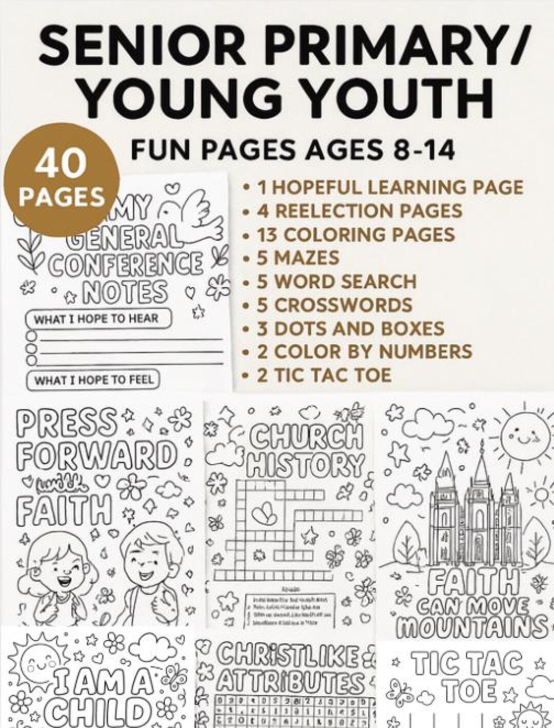 LDS General Conference Activity Pack: 40 Printable Pages (PDF Download ...