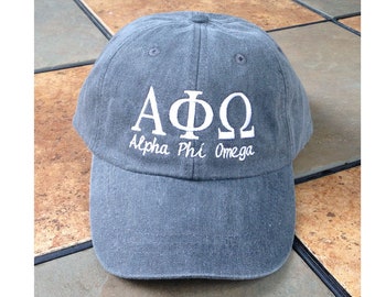 Alpha Phi Omega Handwriting Script Sorority Baseball Cap Custom Color ...