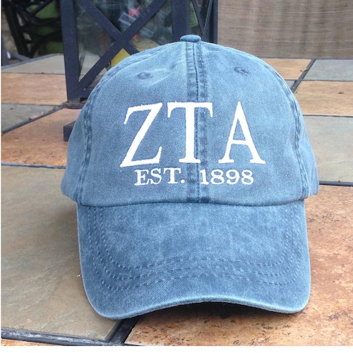Zeta Tau Alpha Cursive Baseball Hat Embroidered Baseball Cap - Etsy