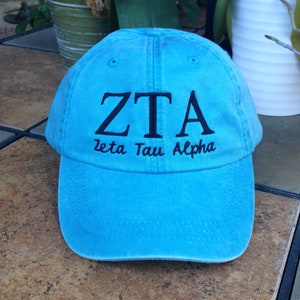 Zeta Tau Alpha With Script Baseball Cap - Etsy