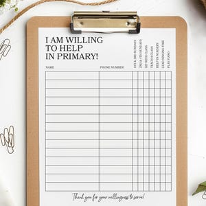 Primary Substitute Sign-up Sheet - Etsy