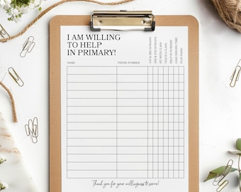 Primary Substitute Sign-up Sheet - Etsy