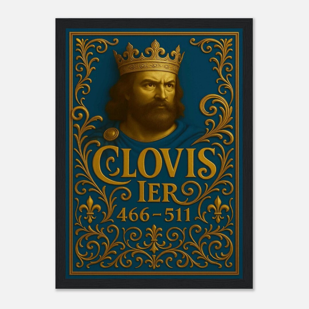 Clovis I King of the Franks | A4 Wall Art Frame 21x29.7 Cm | Gilded ...