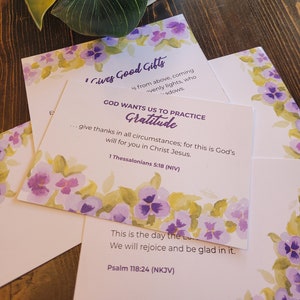 Gratitude 4x6 Cards // 5 Bible Verse Cards With Memory Joggers ...