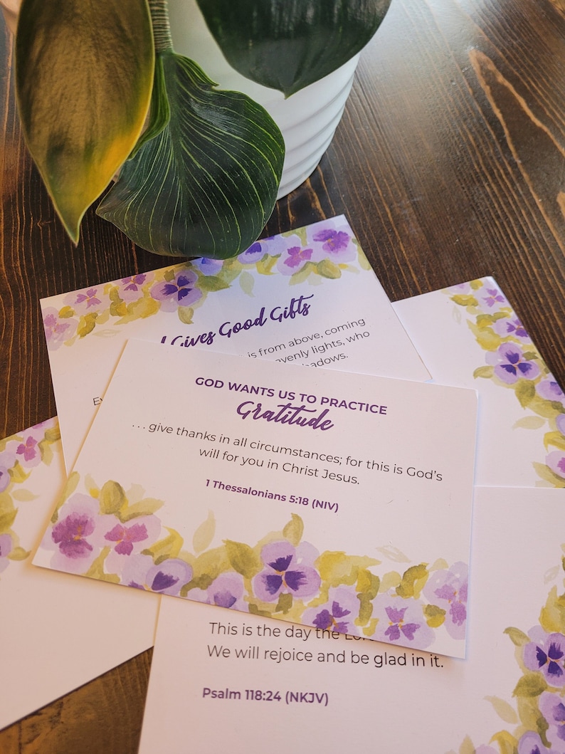Gratitude 4x6 Cards // 5 Bible Verse Cards With Memory Joggers ...