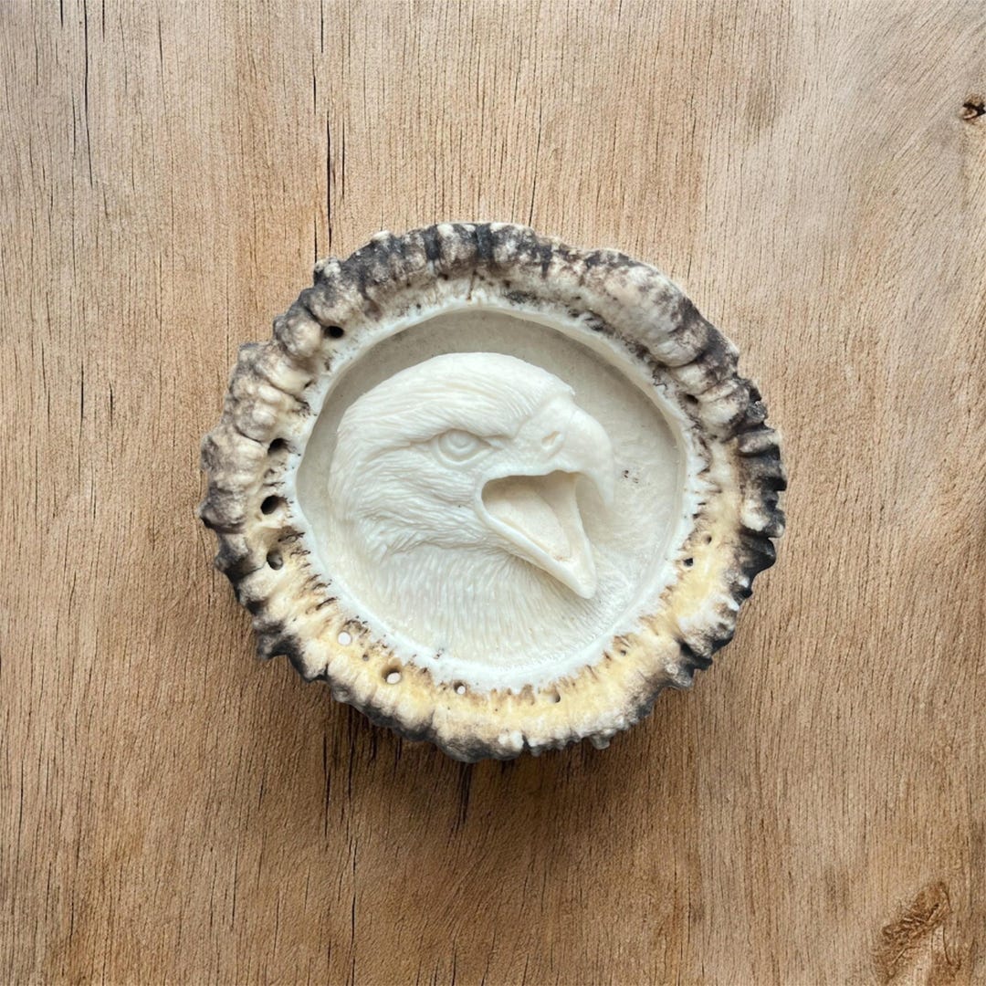 Hand-carved Deer Antler Rosette of Eagle - Etsy