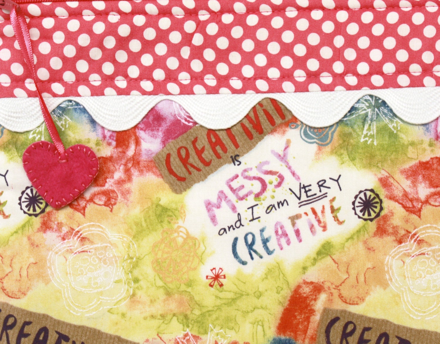 Creativity is Messy Cross Stitch Embroidery Project Bag