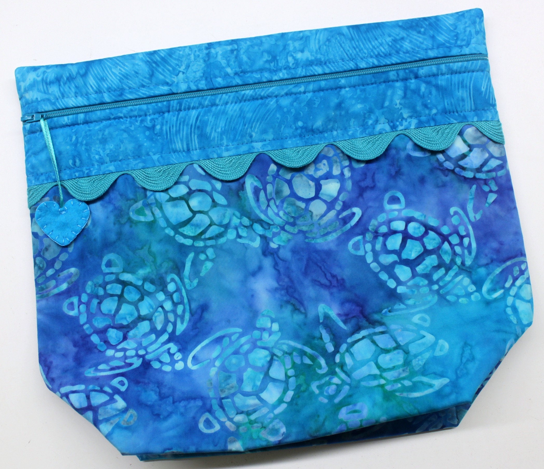Big Bottom Batik Sea Turtles Cross Stitch Project Bag