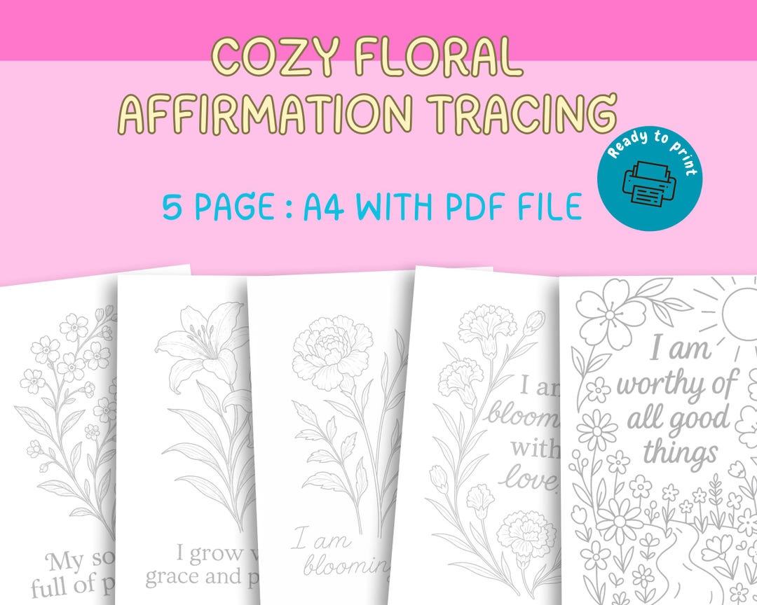 Cozy Floral Affirmation Printable | Vintage Flower Coloring Page ...