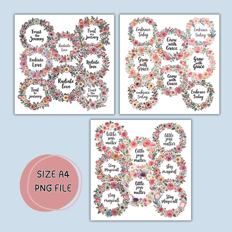 Inspirational Floral Wreaths – PNG Download - Etsy