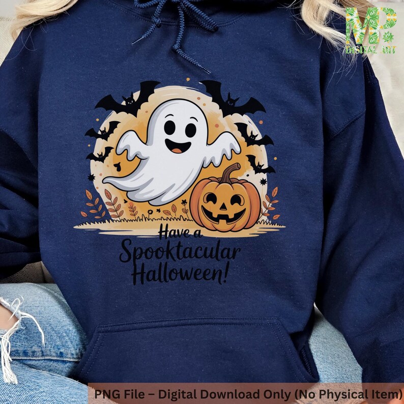 Happy Halloween Ghost and Pumpkin PNG, Cute Spooky T-shirt Design ...