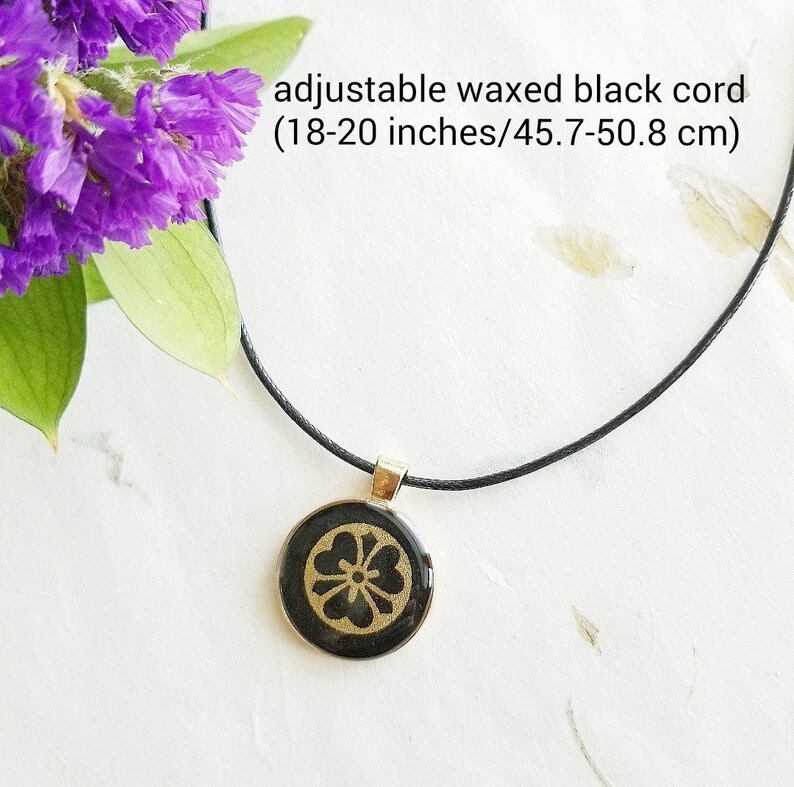 Japanese Origami Paper Resin Necklace Kamon Pendant With Gold Plated ...