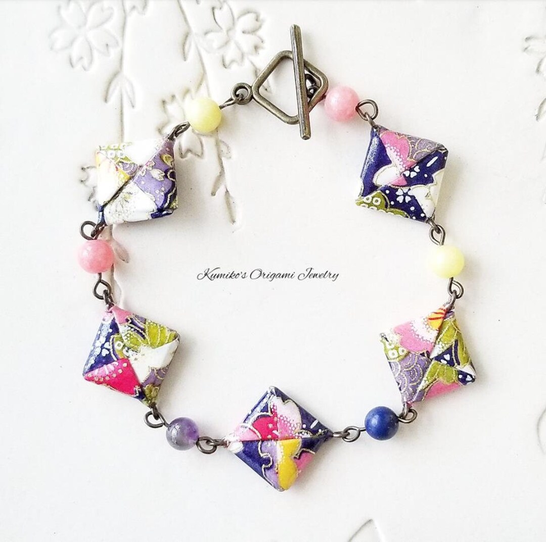 Japanese Origami Jewelry - Origami Square Bracelet 8 Inch/20 Cm With ...