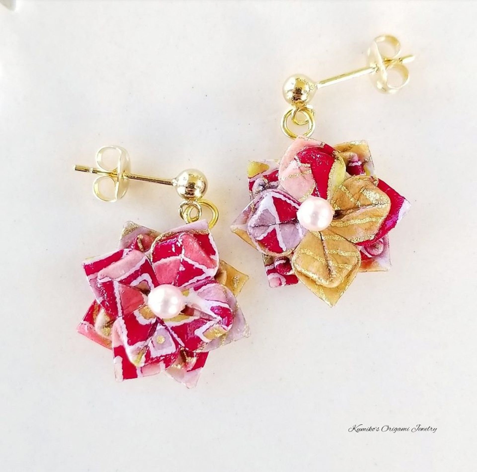 Origami Jewelry Japanese Origami Flower extra Small | Etsy