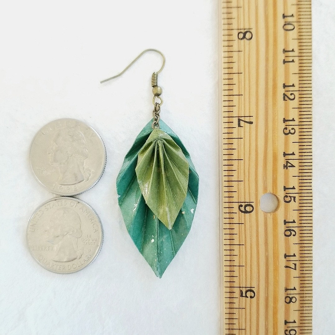 Japanese Origami Jewelry Origami Leaf Earrings With Antique - Etsy