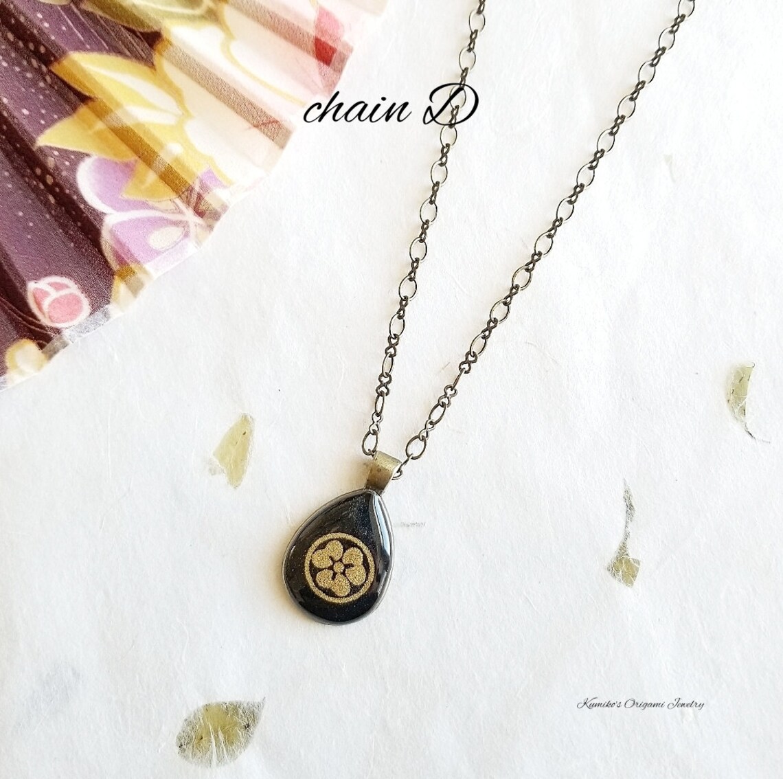 Japanese Origami Paper Kamon family Crest Resin Necklace Pendant With ...