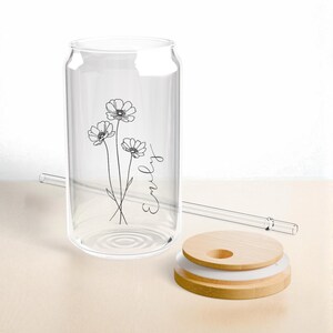 Personalized 16oz Sipper Glass With Bamboo Lid & Straw, Eco-friendly ...