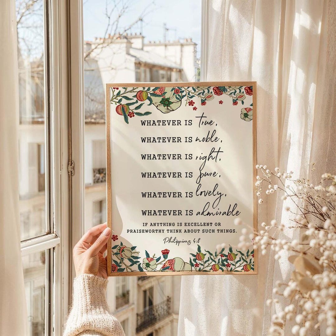 Philippians 4:8 Bible Verse Canvas Art – Christian Home Decor - Etsy