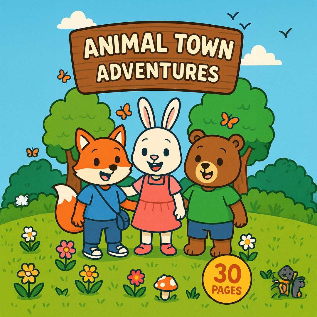 Animal Friends Coloring Book for Kids: Forest & Town Adventures - Etsy