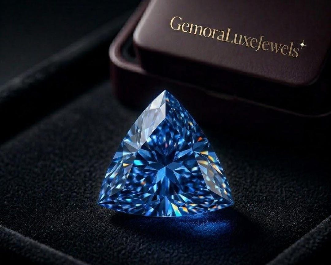 4 Ct Trillion Cut Blue Color Lab Grown Diamond | VVS1 Clarity - Etsy