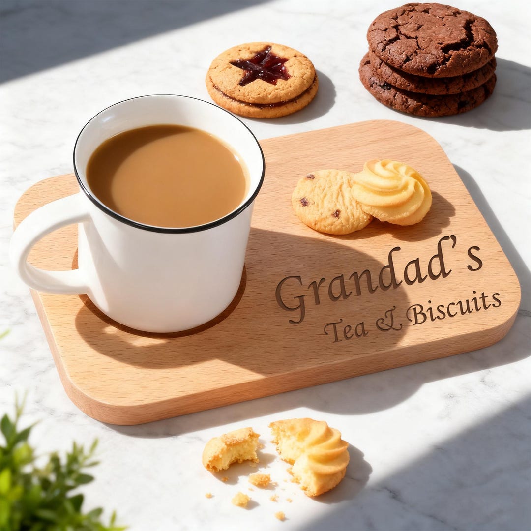 Engraved Tea & Biscuit Board - Personalized Wooden Snack Tray for ...