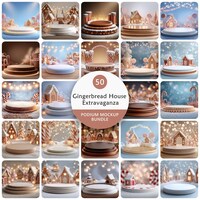 Gingerbread House Digital Backdrop, Christmas Digital Background ...