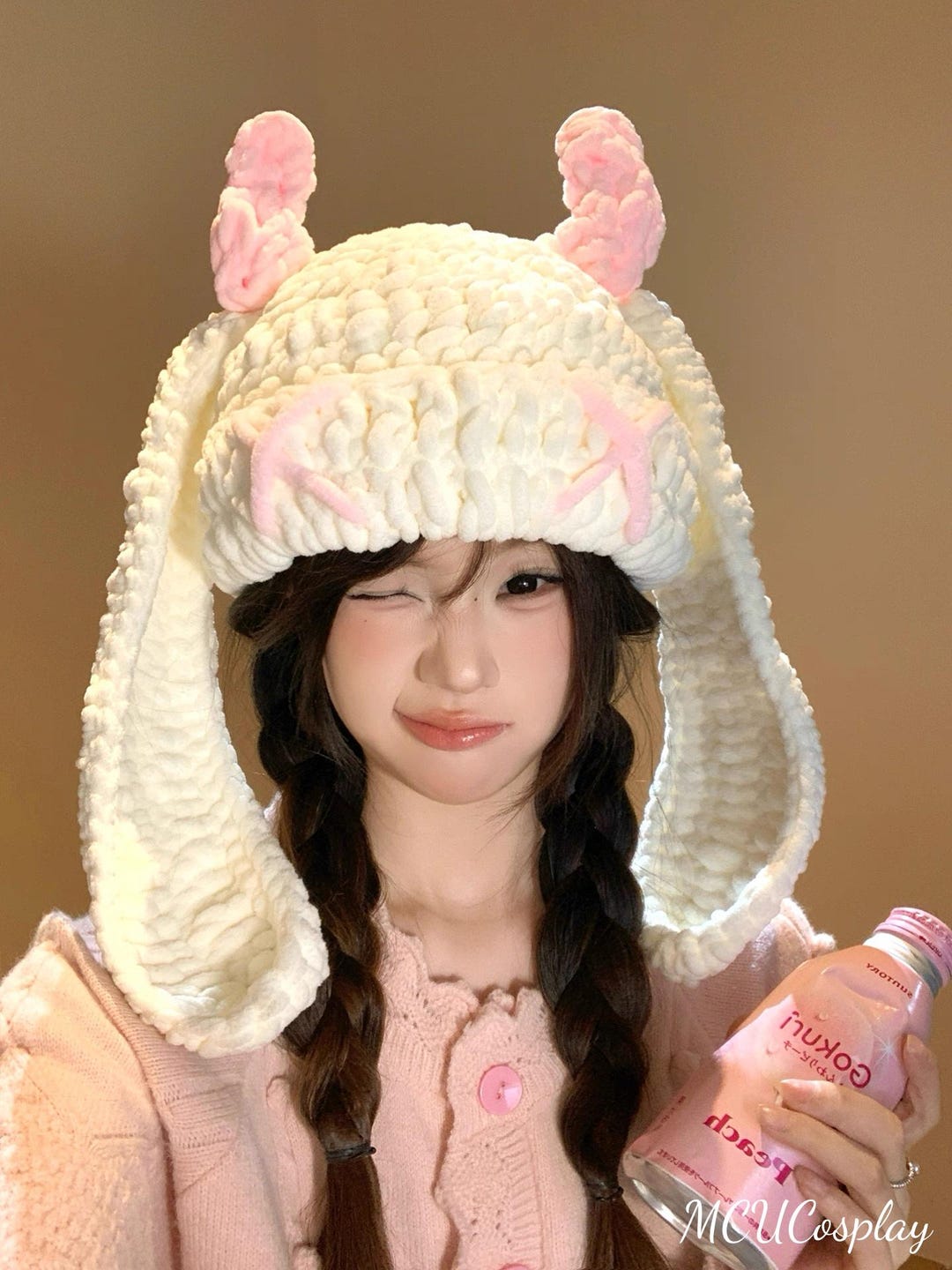 Playful Little Devil Ear Hat - Thick & Cozy Animal Horn Knitted Cap for ...
