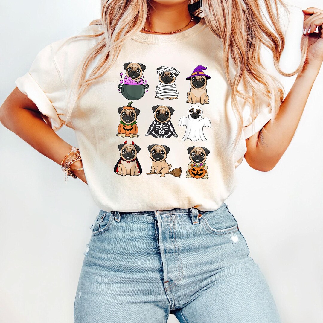 Pug Halloween Costume Spooky Ghost Pumpkin Pug PNG | Funny Cute Dog ...