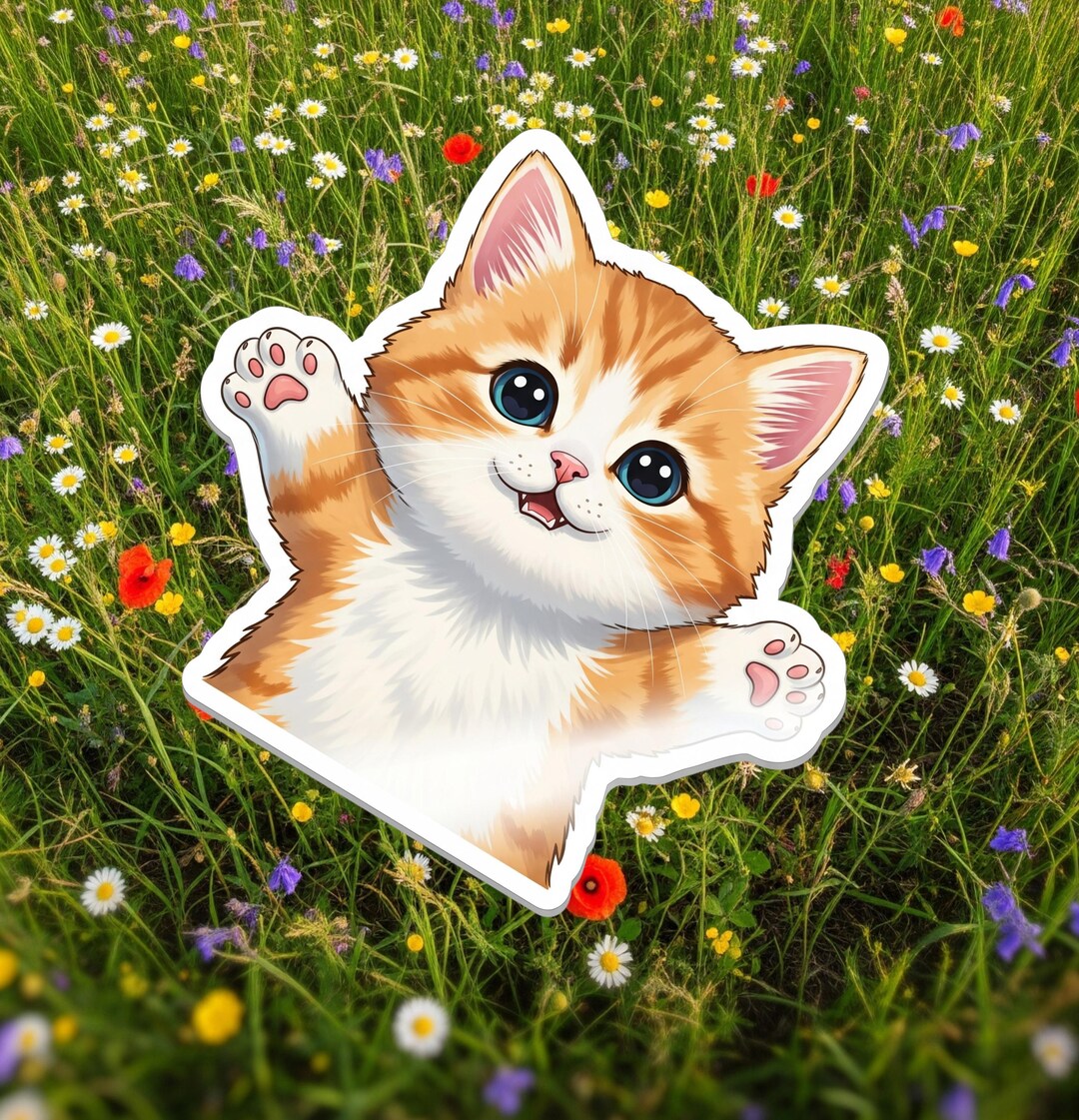 Orange Tabby Cat Sticker, Cat Meme Waterproof Sticker - Etsy
