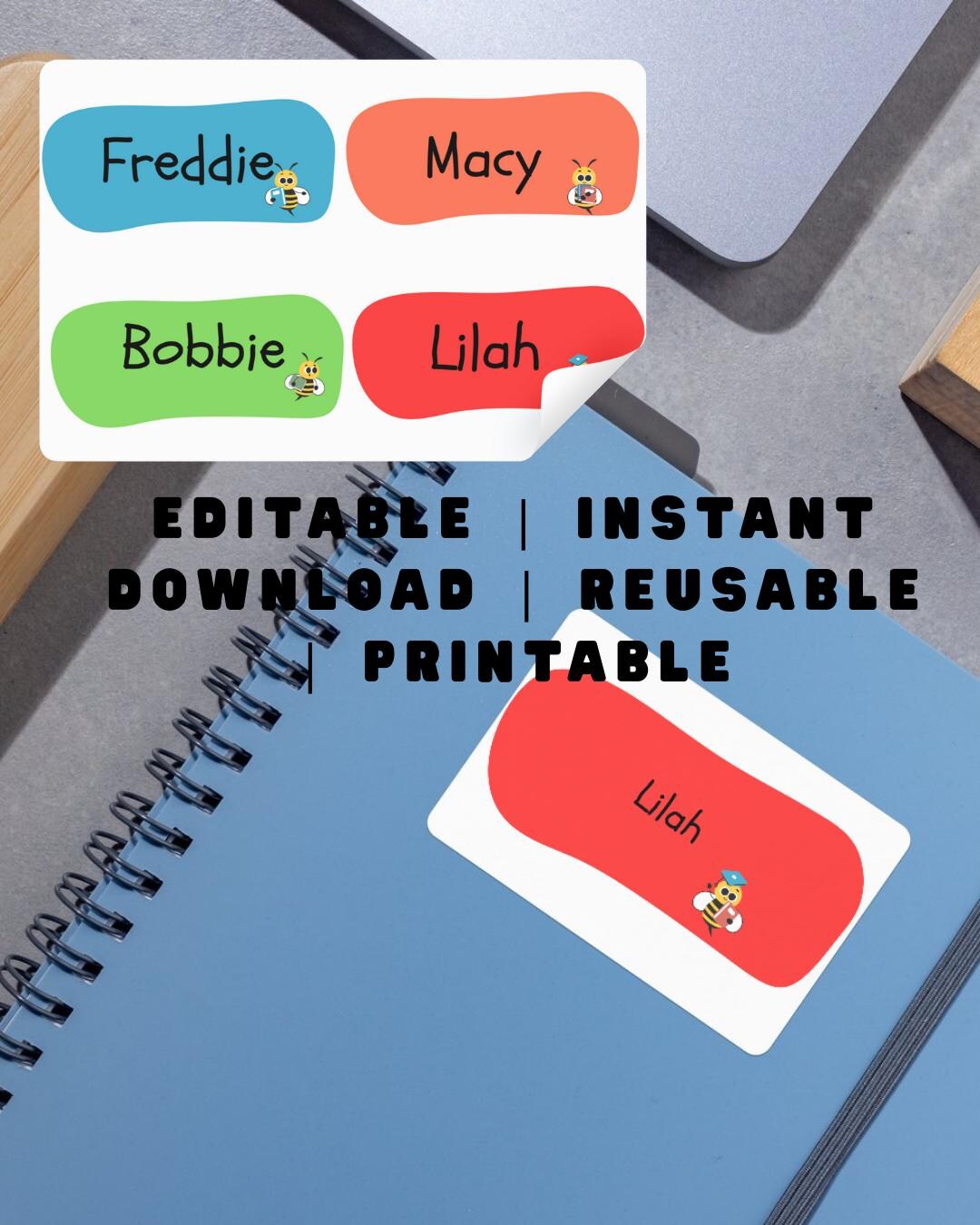 Editable School Name Tags: Printable Back to School Labels (digital ...