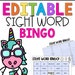 Editable End of Year Sight Word Bingo - Etsy